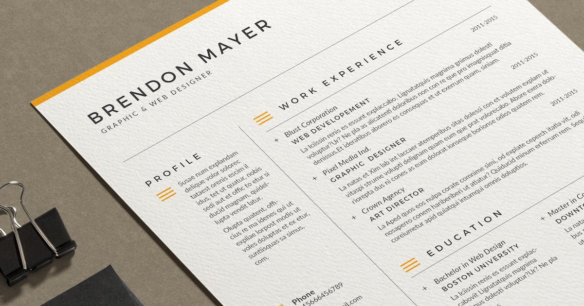 BRENDON RESUME: Descargar plantilla de CV