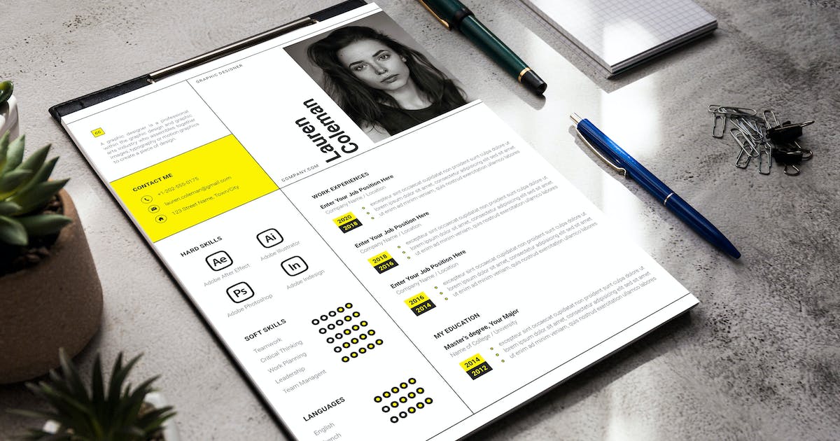 RESUME WORD INDESIGN AI PSD: Descargar plantilla de CV
